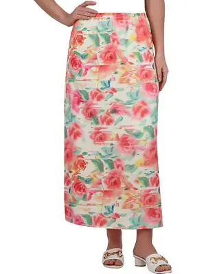 POINT Satin A-line Skirt - Brushed Floral