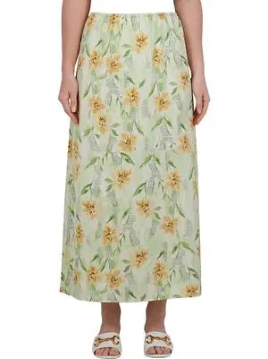 POINT Satin A-Line Skirt Dried Flowers