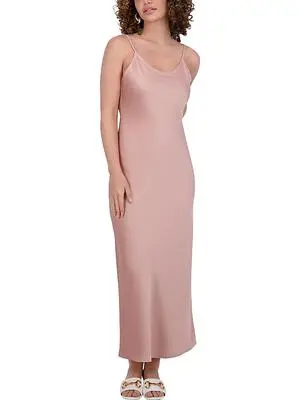 POINT Satin Straight Slip Dress - Bleached Mauve
