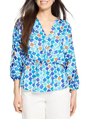 POINT Satin Straight Slip Dress Blue Multi