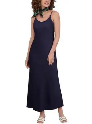 POINT Satin Straight Slip Dress - Dusk Navy