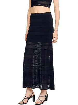 Sandro Decorative Knit Maxi Skirt - Black