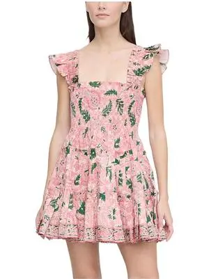 Hill House Home The Charlotte Nap Dress - Rose Calico Trellis