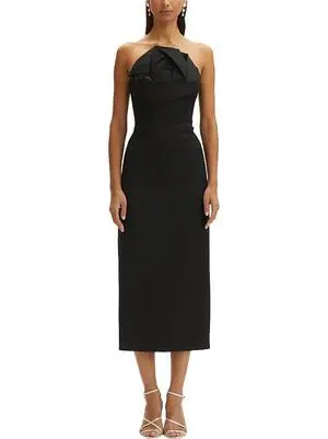 Oscar De La Renta Strapless Rosette Dress - Black