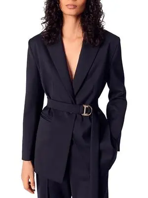 Maje Tailored Suit Jacket - Navy