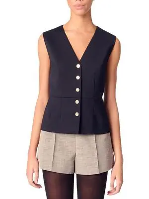 Maje Wool-blend Vest - Navy