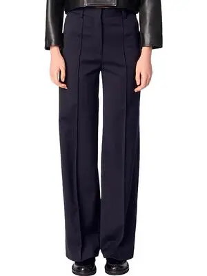 Maje Pintucked Suit Trousers Navy
