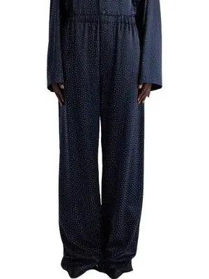Balenciaga Crystal Embellished Satin Pajama Pants - 4100 Dark Navy