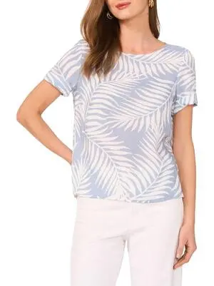 Vince Camuto Palm Print Top - Lake Breeze
