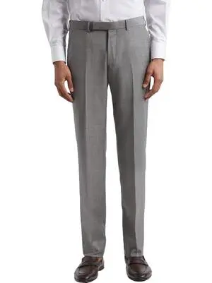 Zegna Mélange Wool Trousers - Md Gry Sld