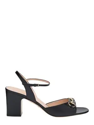 Gucci Lady Horsebit Leather Sandals - Black