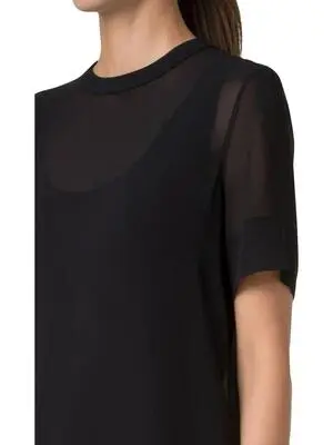 Akris Silk Georgette Tunic Dress - Black