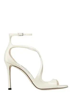 JIMMY CHOO Azia 95 Patent Leather Sandals - Neutral