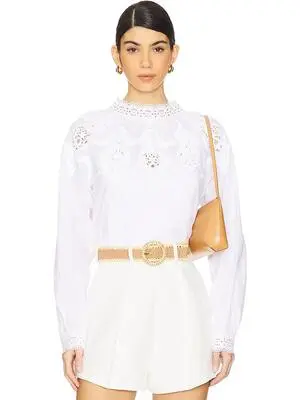 Sanctuary Lace Popover Blouse - White