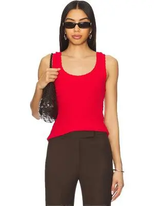 Enza Costa Puckered Tank Top - Red