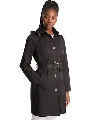 Michael Kors Cotton-blend Hooded Trench Coat - Black