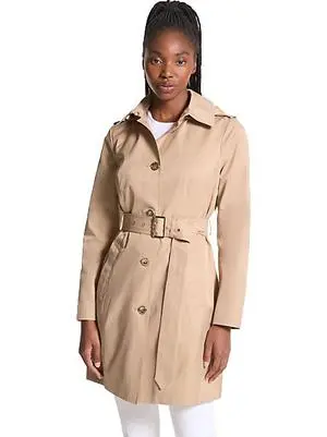 Michael Kors Cotton-blend Hooded Trench Coat - Natural