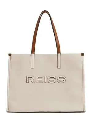 REISS Lola Canvas Logo Tote - Natural