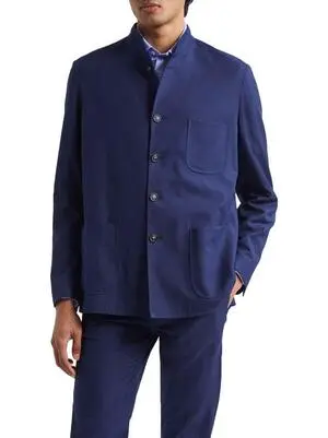 Massimo Alba Mandarin Collar Smoking Jacket - Dark Blue