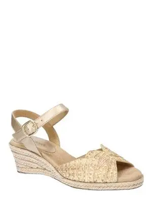 EASY WORKS BY EASY STREET EASY STREET Miramar Ankle Strap Wedge Sandal Metallic Woven Ombre