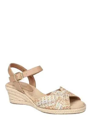 EASY WORKS BY EASY STREET EASY STREET Miramar Ankle Strap Wedge Sandal Pastel Multi Woven