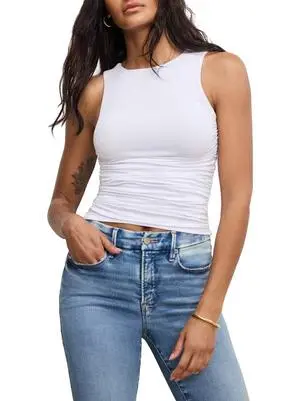 Good American Ruched Jersey Tank - White001
