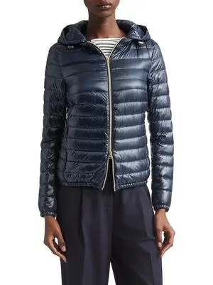 Herno Angela Hooded Down Bomber Jacket - 9200 Navy