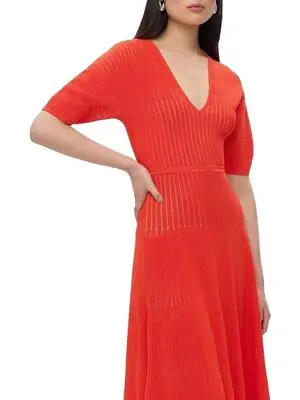 Herve Leger Lyla Dolman-sleeve Rib Midi Dress - Cardinal