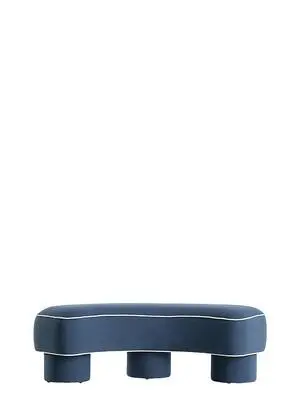Anthropologie Modella Performance Linen Curved Bench - Navy