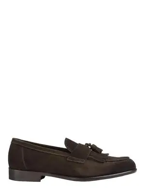DOUCAL'S Suede Calfskin Loafers With Tassels - Earth