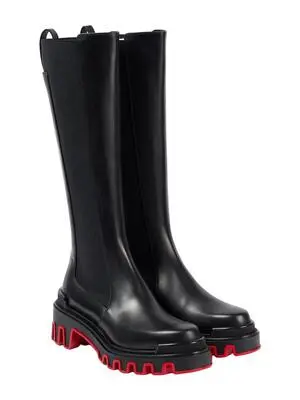 CHRISTIAN LOUBOUTIN Marchacroche Dune Leather Knee-high Boots - Black