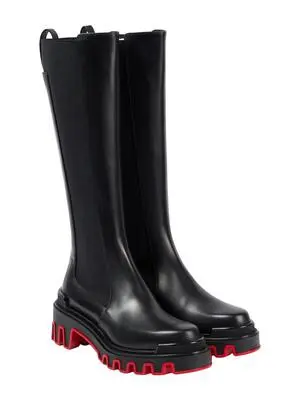 CHRISTIAN LOUBOUTIN Marchacroche Leather Knee-high Boots - Black