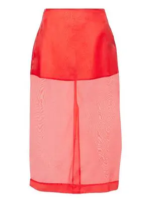 THE FRANKIE SHOP Peri Sheer Silk-blend Midi Skirt - Red