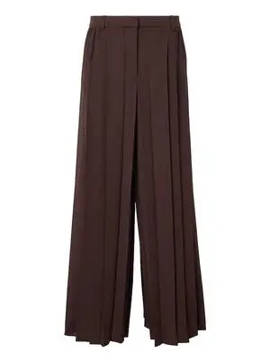 JOSEPH Tibre Plissé Wide-leg Pants - Brown