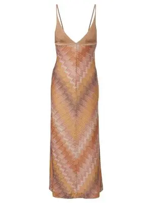 Missoni MISSONI Lamé Midi Dress Gold