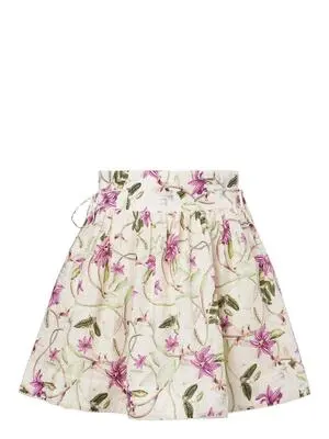 Agua Bendita Floral Linen Mini Skirt - Multicoloured