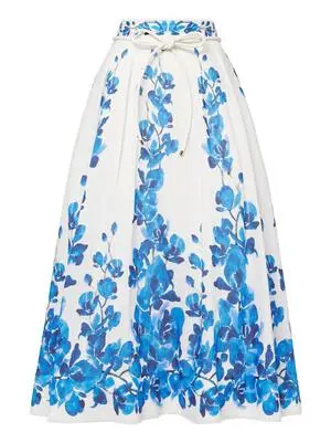 Rebecca Vallance Orchid Blues Floral Midi Skirt - Blue