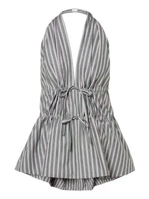 Dries Van Noten Striped Halterneck Cotton Top - Green