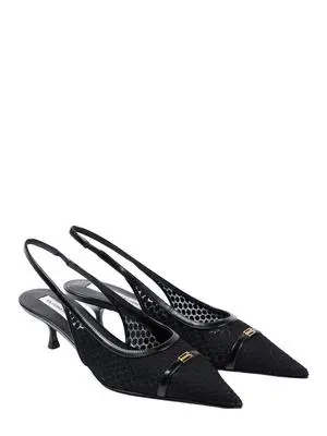 Victoria Beckham Leather-trimmed Mesh Slingback Pumps - Black