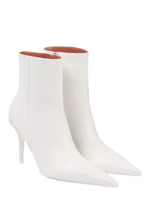 Amina Muaddi Barbara 90 Leather Boots - White