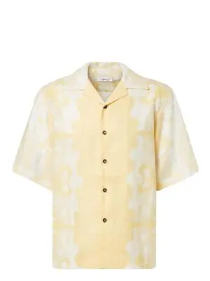 Commas Floral Linen Bowling Shirt - Yellow