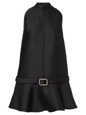 TOM FORD Belted Wool And Silk Crêpe Minidress - Black