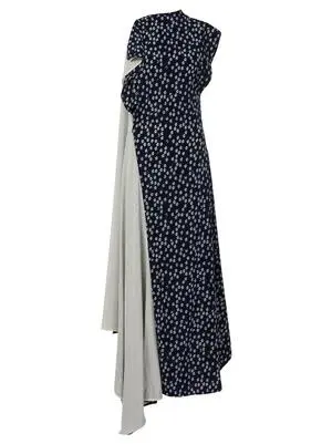 Proenza Schouler Devyn Floral Draped Maxi Dress - Blue
