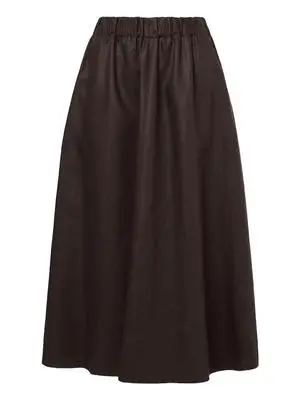 Brunello Cucinelli Linen Midi Skirt - Brown
