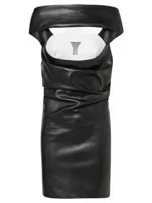 JEAN PAUL GAULTIER Cutout Draped Leather Dress - Black