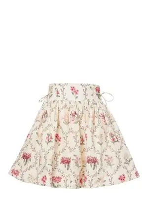 Agua Bendita Floral Print Linen Miniskirt - Multicoloured