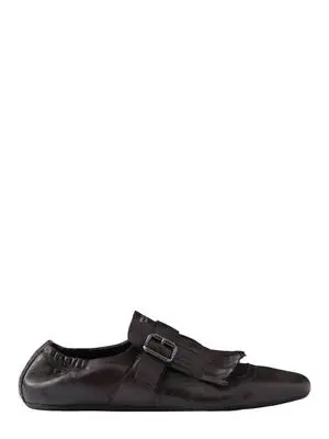 Prada Fringed Monk-strap Loafers - Brown