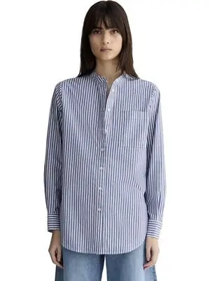 Everlane Oversized Ultrasoft Cotton Shirt - Bone/mazarine Blue