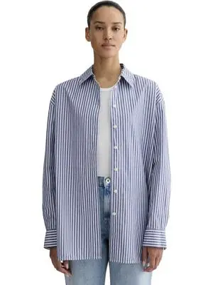 Everlane Boyfriend Shirt - Bone/mazarine Blue