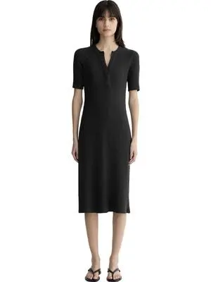 Everlane Rib-knit Henley Midi Dress - Black